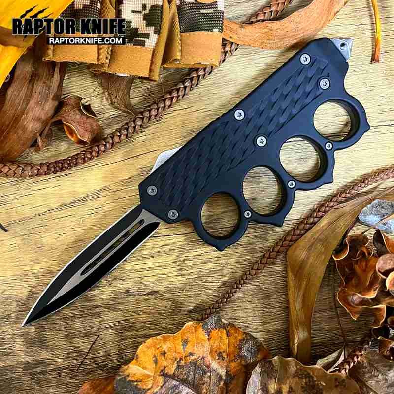 Tactical Brass Knuckles Otf Knife,Dagger Blade - Ztechknives.uk